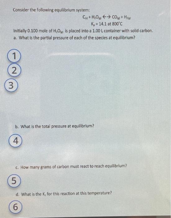 Solved Consider the following equilibrium system: | Chegg.com