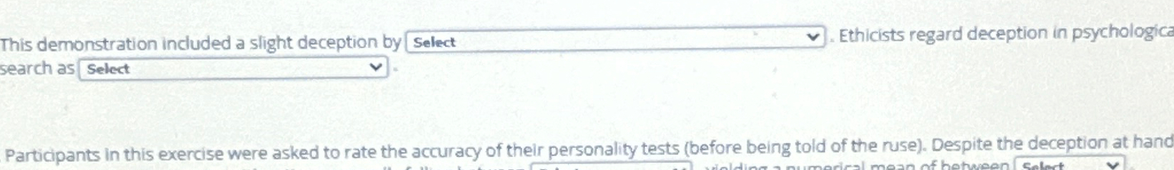Solved This demonstration included a slight deception by | Chegg.com