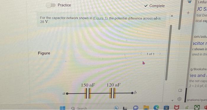 Solved Practice Complete For the capacitor network shown in | Chegg.com