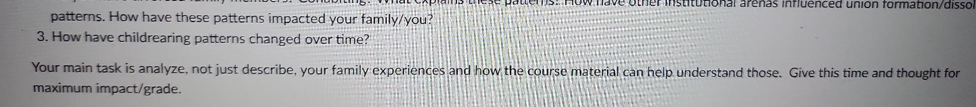 3. How have childrearing patterns changed over | Chegg.com