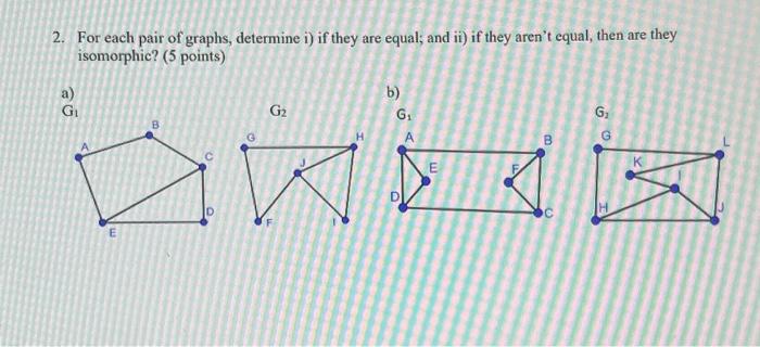Solved For each pair of graphs, determine i) if they are | Chegg.com