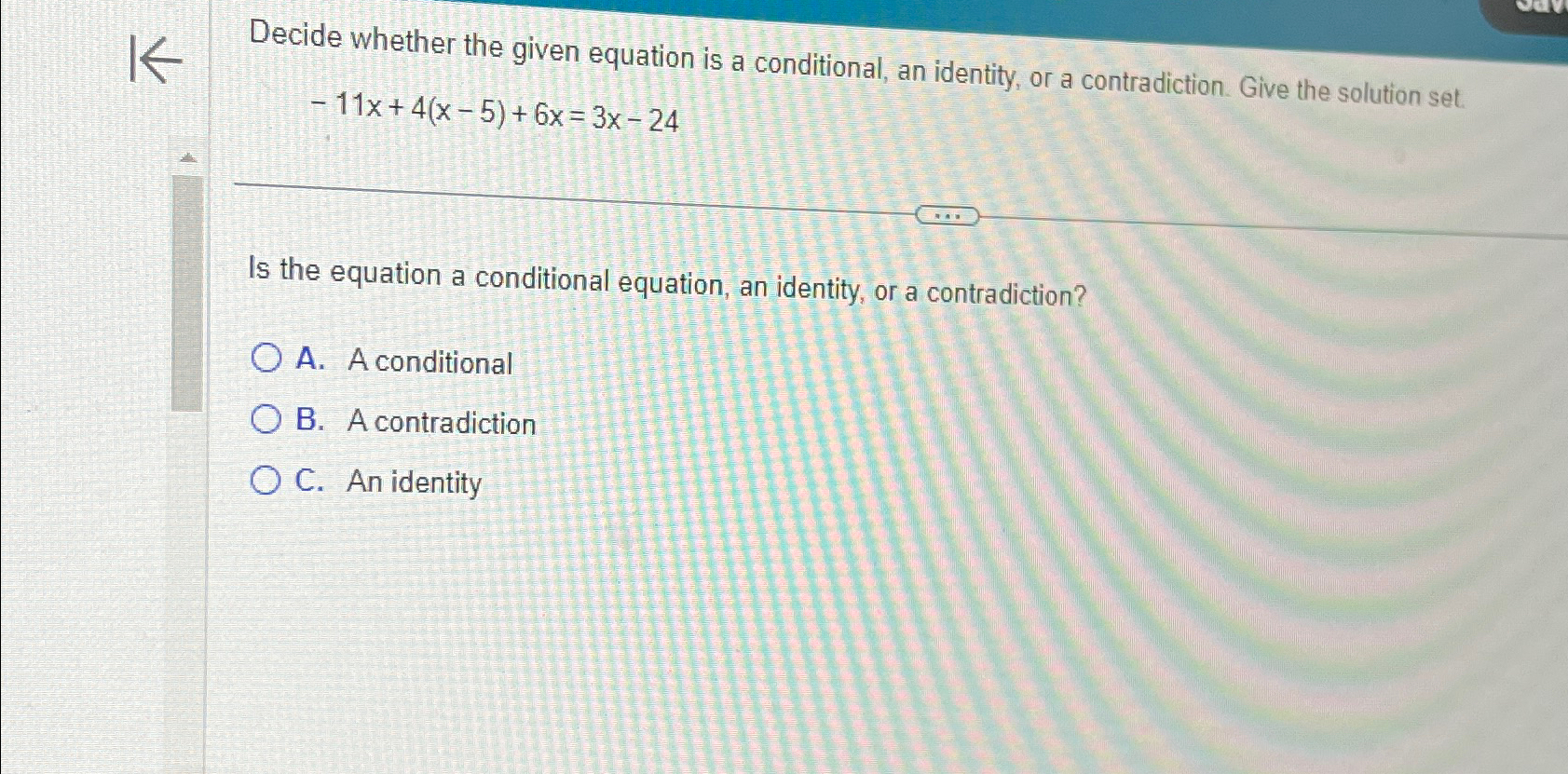 Solved Decide whether the given equation is a conditional, | Chegg.com
