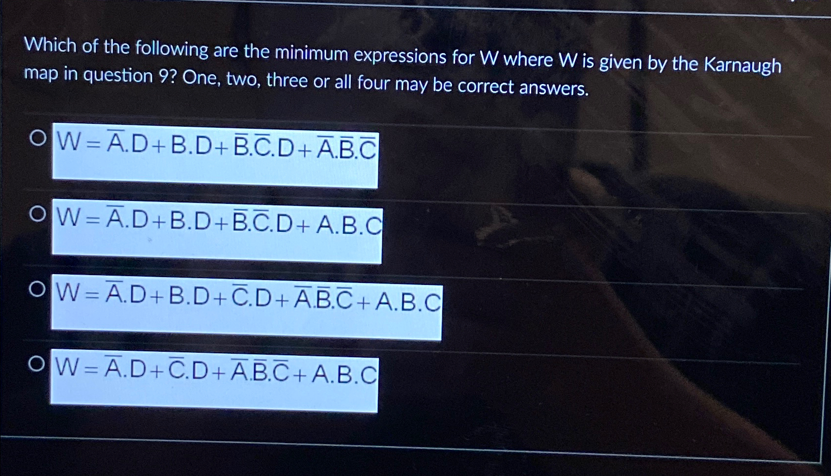 Solved Which of the following are the minimum expressions | Chegg.com