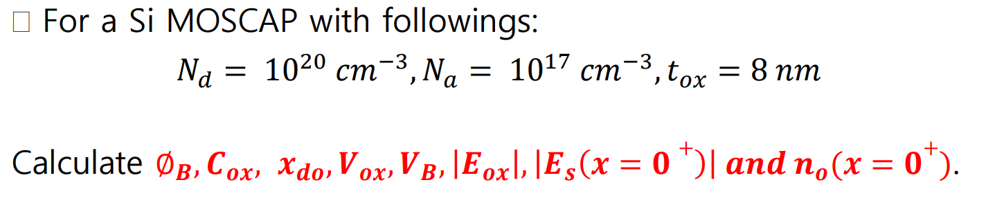 Solved For a Si MOSCAP with followings: n+poly si gate and | Chegg.com