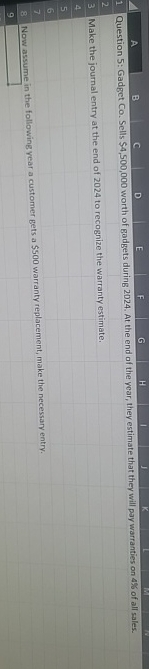 Solved Question 5: Gadget Co. ﻿Sells $4,500,000 ﻿worth of | Chegg.com