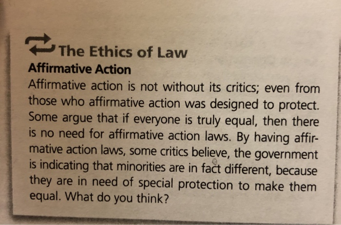 The Ethics of Law Affirmative Action Affirmative | Chegg.com