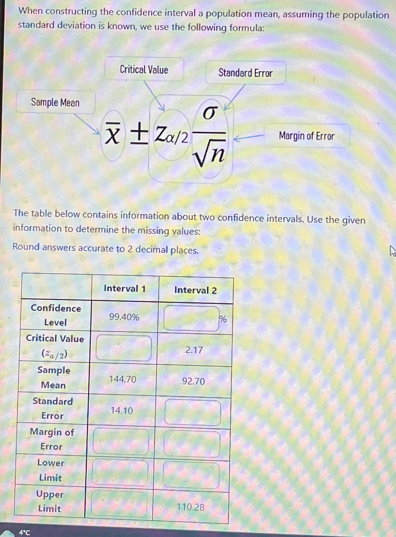 Solved When constructing the confidence interval a | Chegg.com
