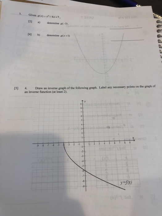 Solved Given g(x)=x2-4x+7, (2) a) determine s(-3). DO [4) b) | Chegg.com