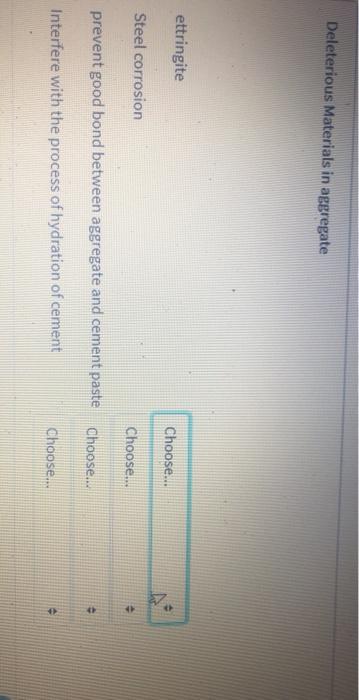 Solved Deleterious Materials in aggregate ettringite | Chegg.com