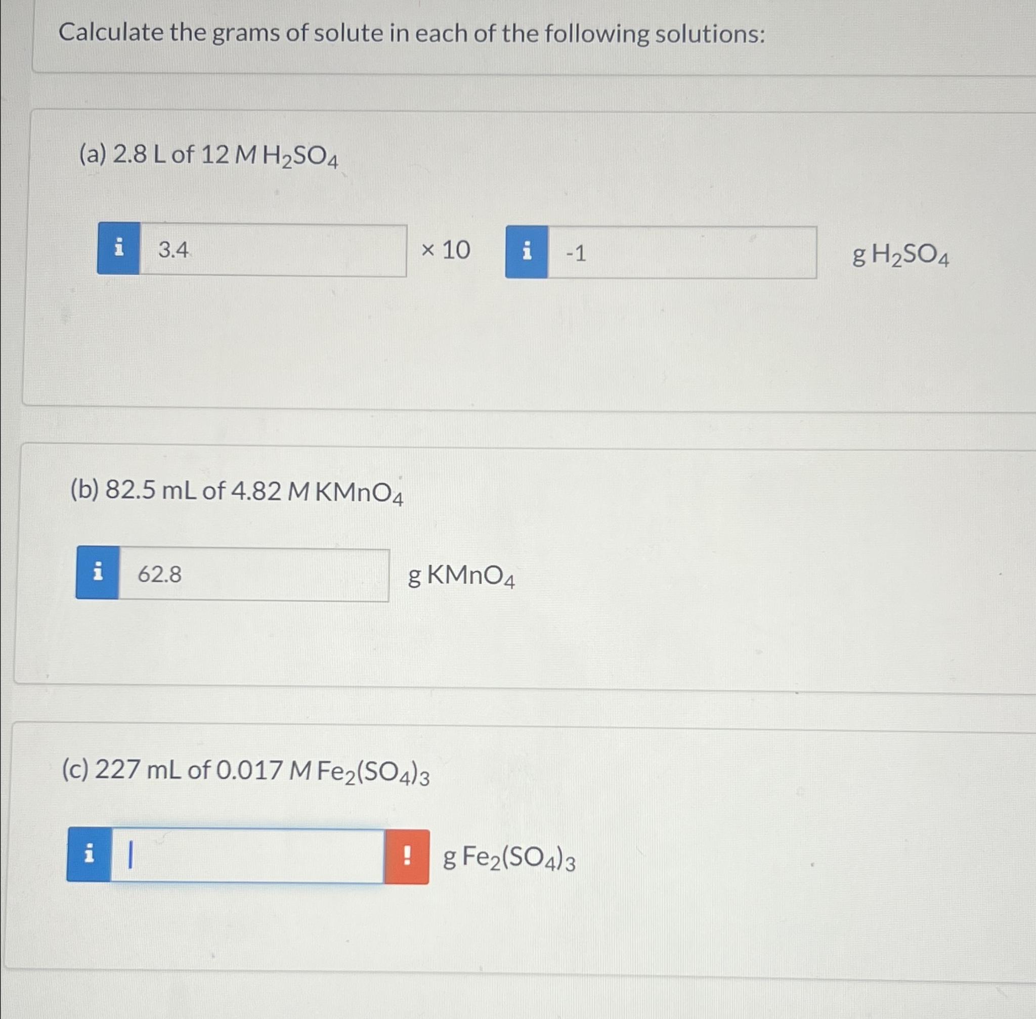Solved Calculate the grams of solute in each of the | Chegg.com