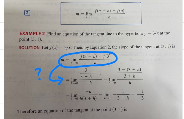 Solved 2 m= h0 ..fla + h) - f(a) lim h EXAMPLE 2 Find an | Chegg.com
