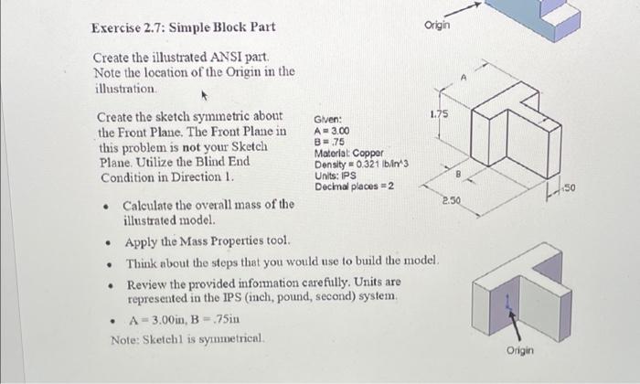 Exercise 2.7: Simple Block Part Create the | Chegg.com