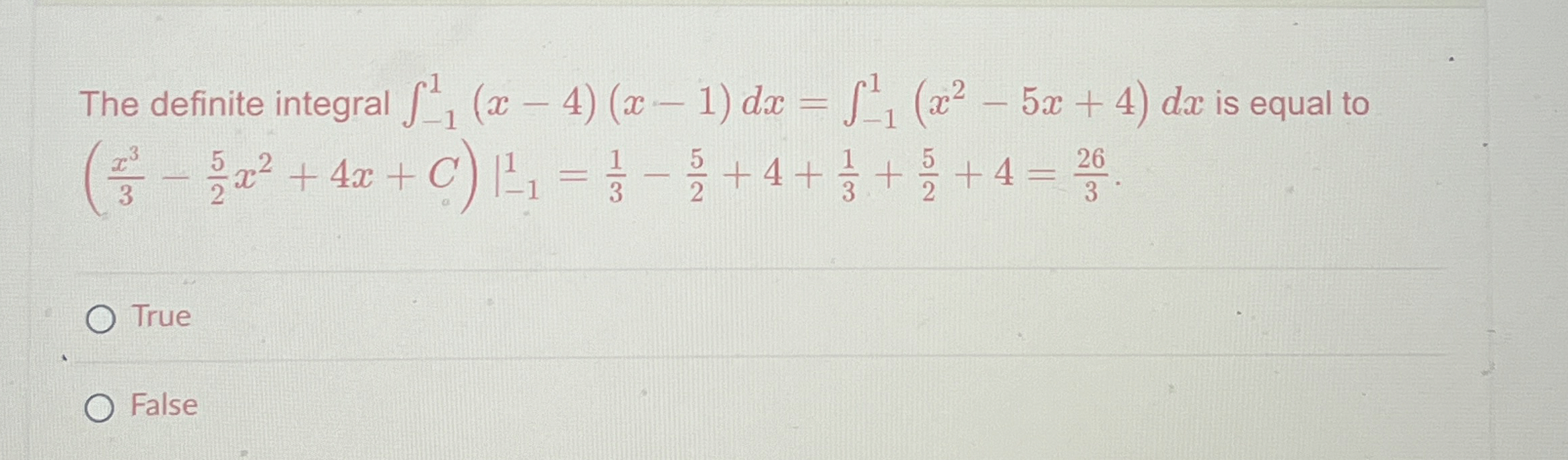Solved The definite integral | Chegg.com