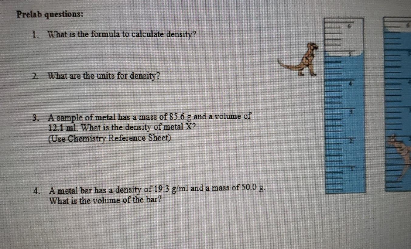 Solved Post Lab 1. Calculate the density of each metal | Chegg.com