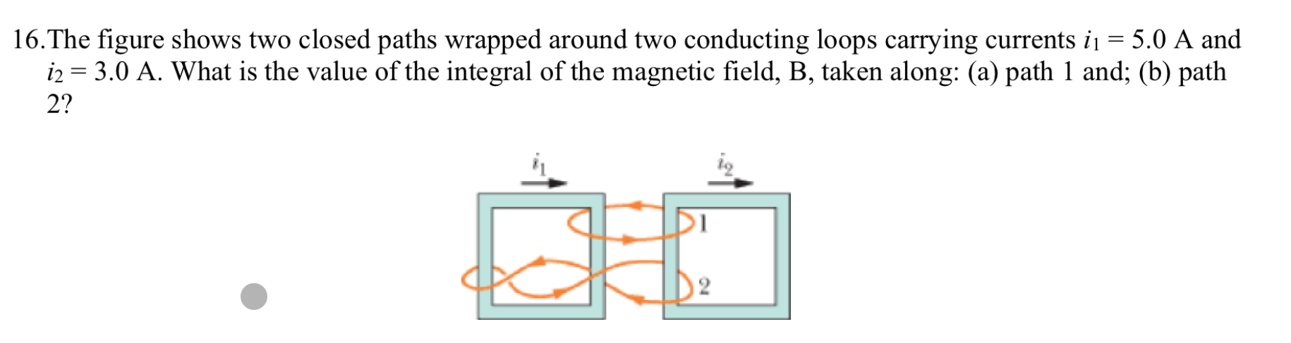 Solved 16.The figure shows two closed paths wrapped around | Chegg.com