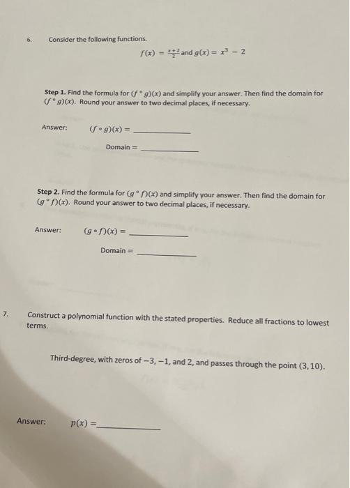 Solved 6. Consider the following functions. f(x)=2x+2 and | Chegg.com