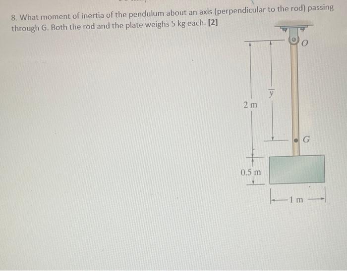 Solved 8. What moment of inertia of the pendulum about an | Chegg.com