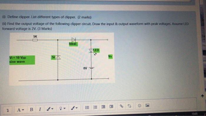 Solved 0 Define clipper. List different types of clipper. (2 | Chegg.com