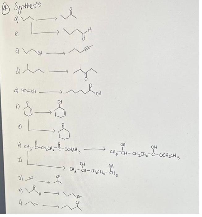 e) HC=CH f) 9) h) I) | Chegg.com