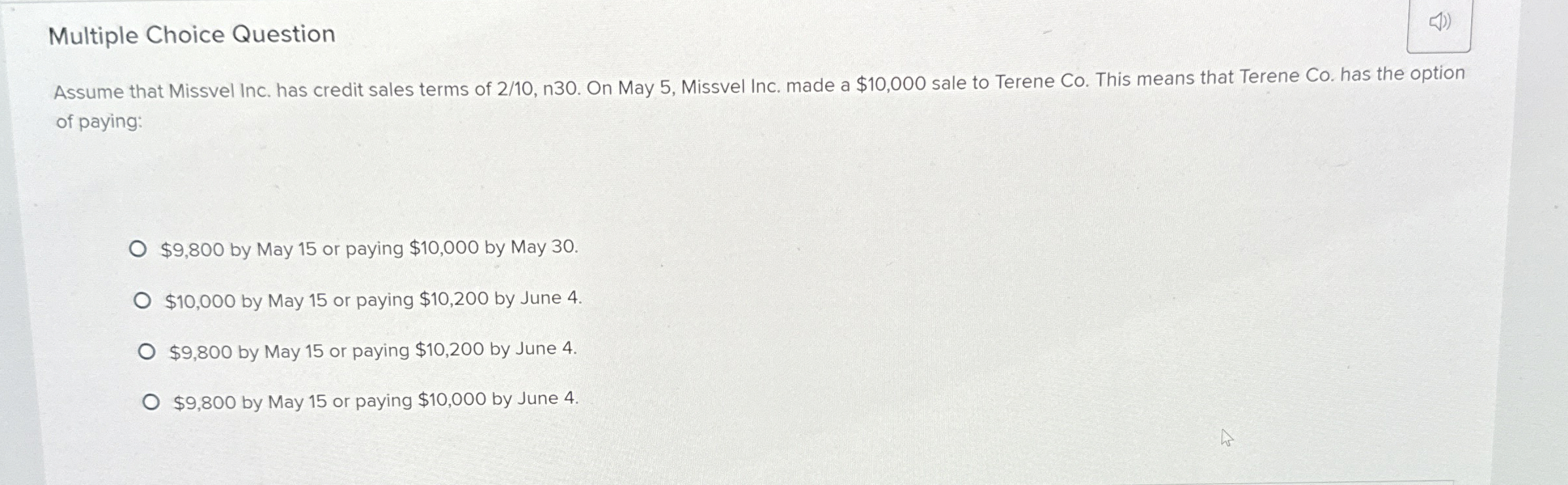 Solved Multiple Choice QuestionAssume that Missvel Inc. has | Chegg.com