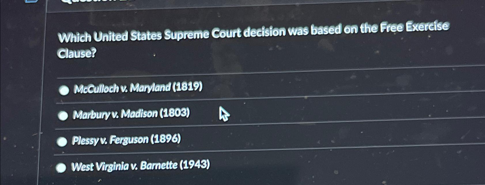 Solved Which United States Supreme Court decision was based | Chegg.com