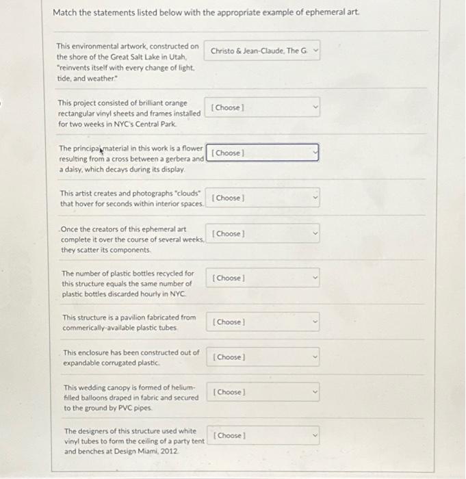 Match the statements listed below with the | Chegg.com