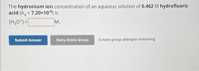 Solved The hydronium ion concentration of an aqueous | Chegg.com