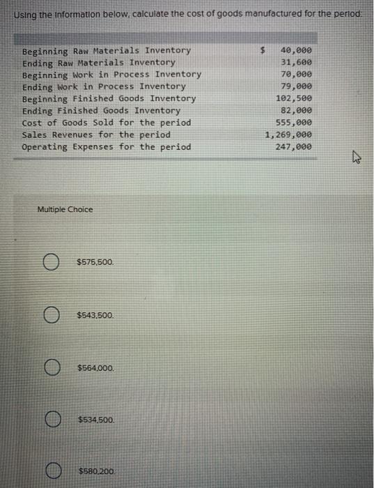 Solved Using the information below, calculate the cost of | Chegg.com