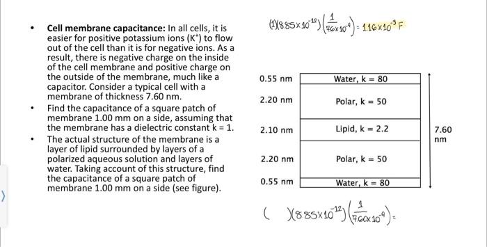Solved - Cell membrane capacitance: In all cells, it is | Chegg.com