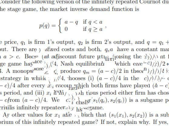Solved Consider the following version of the infinitely | Chegg.com
