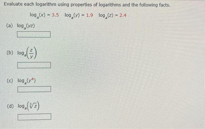 Solved Evaluate each logarithm using properties of | Chegg.com