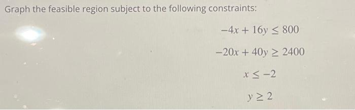 Solved Graph the feasible region subject to the following | Chegg.com