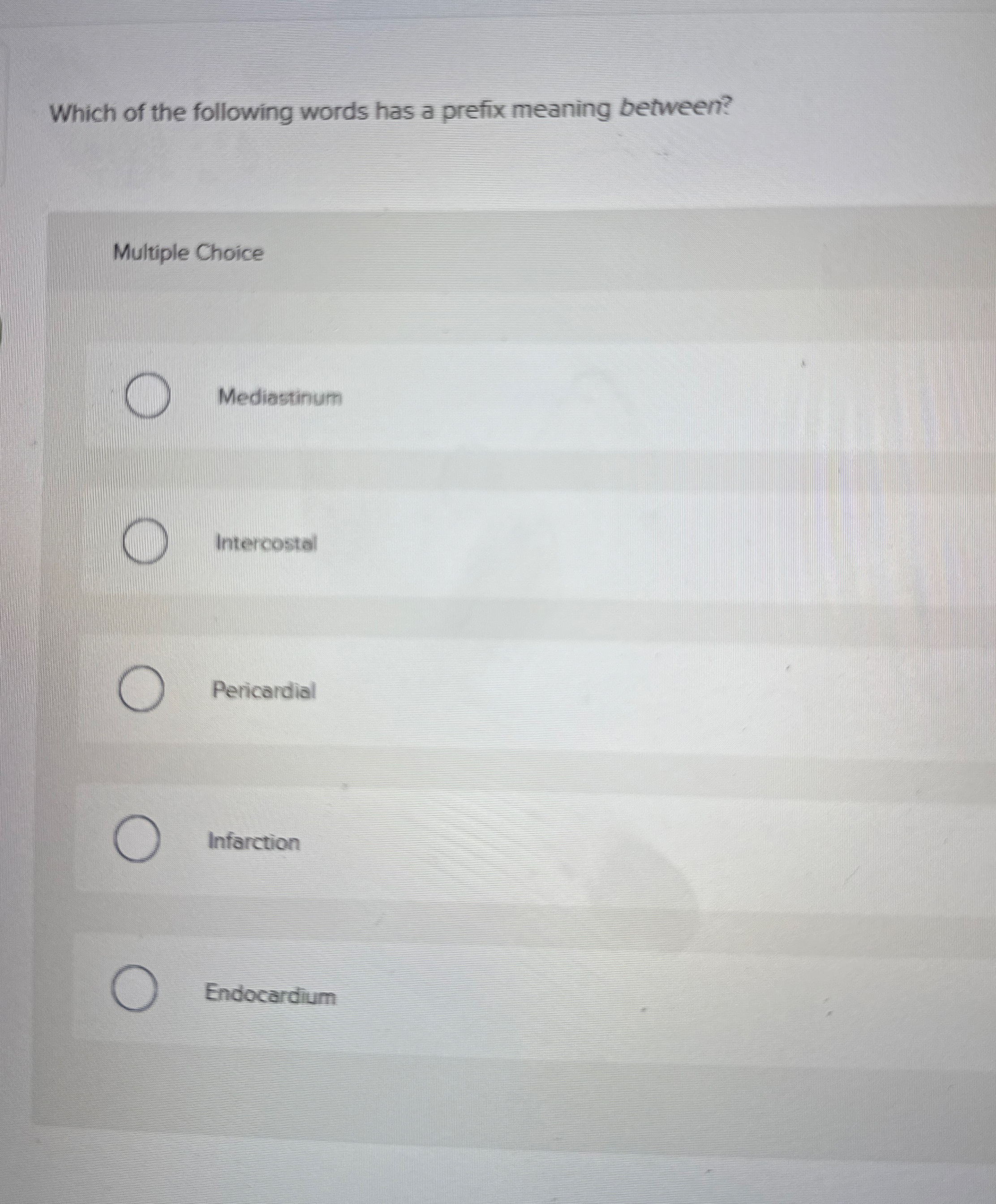 Solved Which of the following words has a prefix meaning | Chegg.com