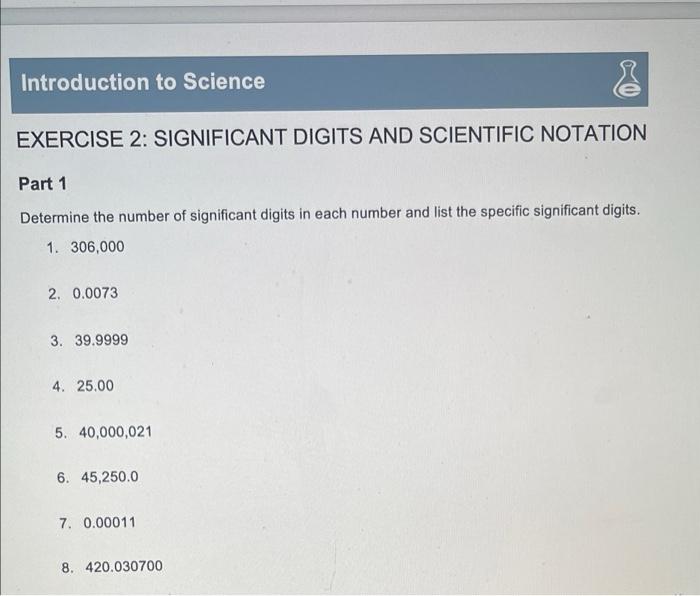 Solved Introduction to Science EXERCISE 2: SIGNIFICANT | Chegg.com