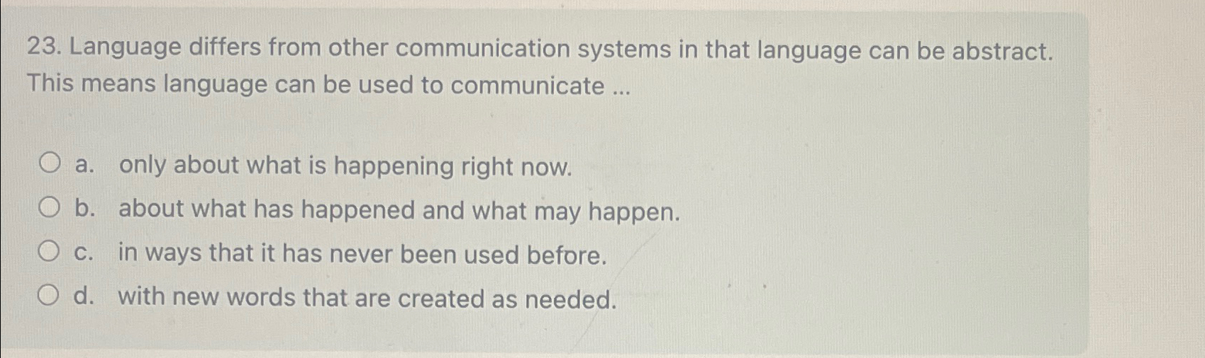 Solved Language differs from other communication systems in | Chegg.com