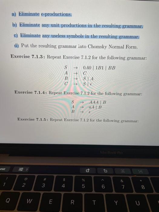 Solved a) Eliminate e-productions. b) Eliminate any unit | Chegg.com