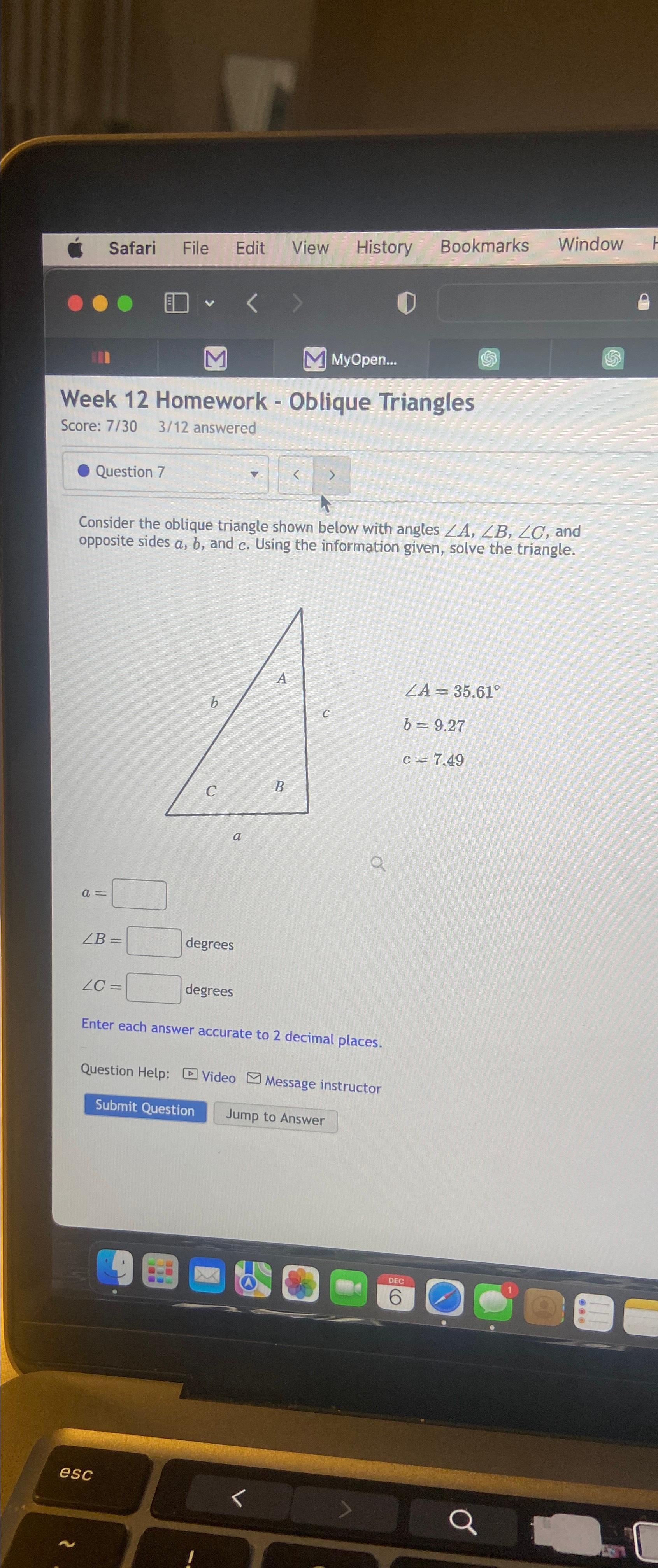 Solved Consider the oblique triangle shown below with angles | Chegg.com