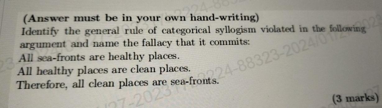 Solved (Answer must be in your own hand-writing)Identify the | Chegg.com