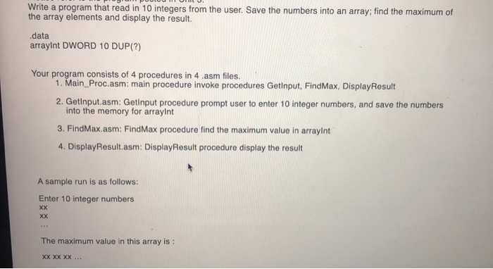 Write a program that read in 10 integers from the | Chegg.com