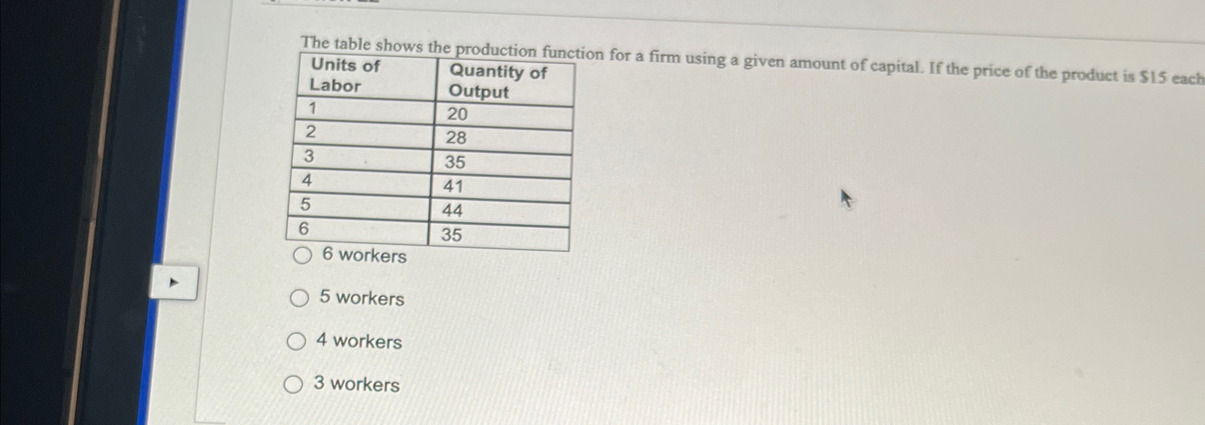 Solved The table shows the production function for a firm | Chegg.com