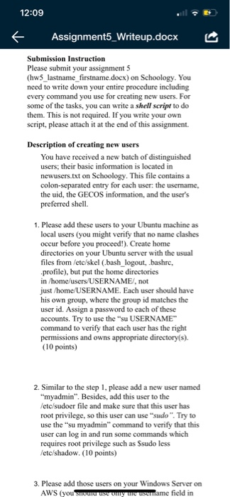 Submission Instruction Please submit your assignments | Chegg.com