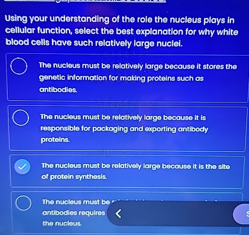 Solved Using your understanding of the role the nucleus | Chegg.com