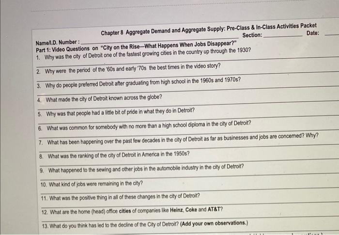 Solved Chapter 8 Aggregate Demand and Aggregate Supply: | Chegg.com