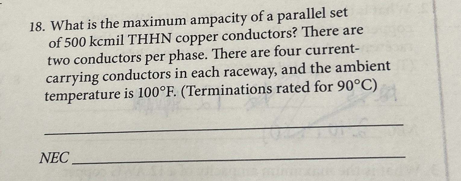 Solved What is the maximum ampacity of a parallel set of 500 | Chegg.com