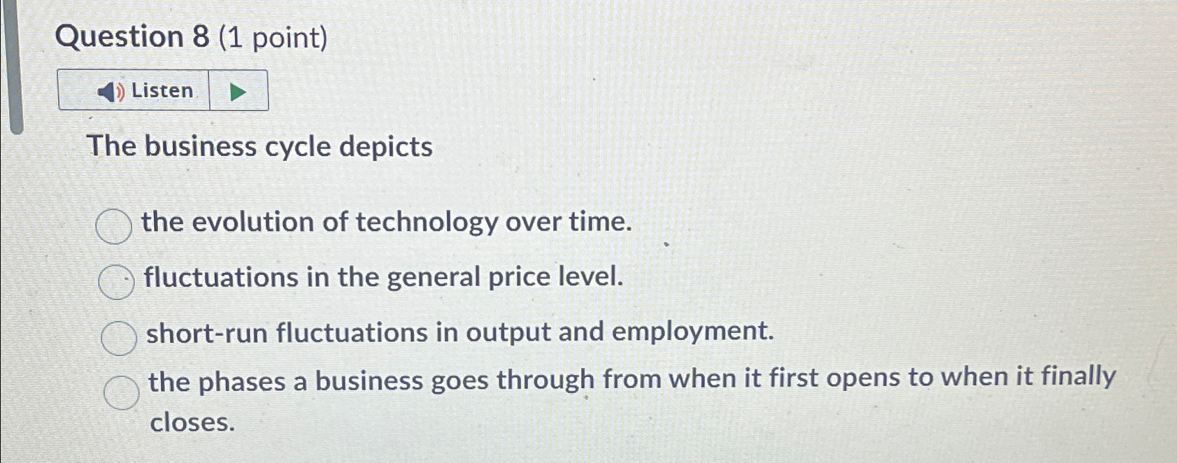 Solved Question 8 (1 ﻿point)ListenThe business cycle | Chegg.com