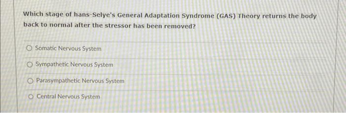 Solved Which stage of hans-Selye's General Adaptation | Chegg.com