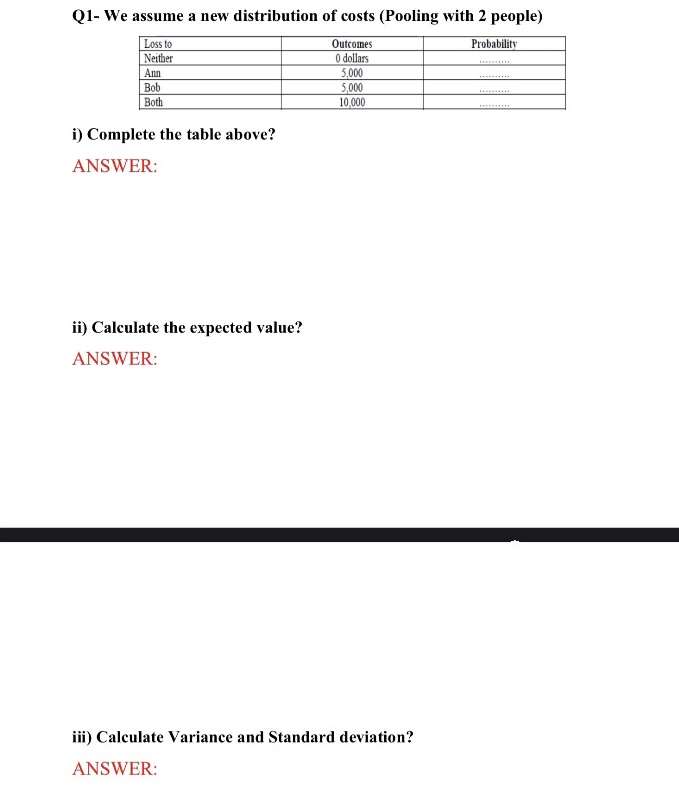 Solved Q1- ﻿We assume a new distribution of costs (Pooling | Chegg.com