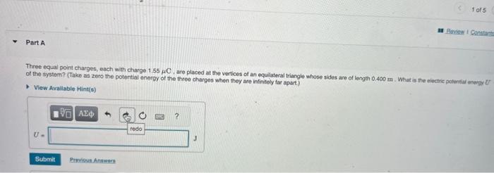 Solved Three equal point charges, each with charge 1.55μC. | Chegg.com