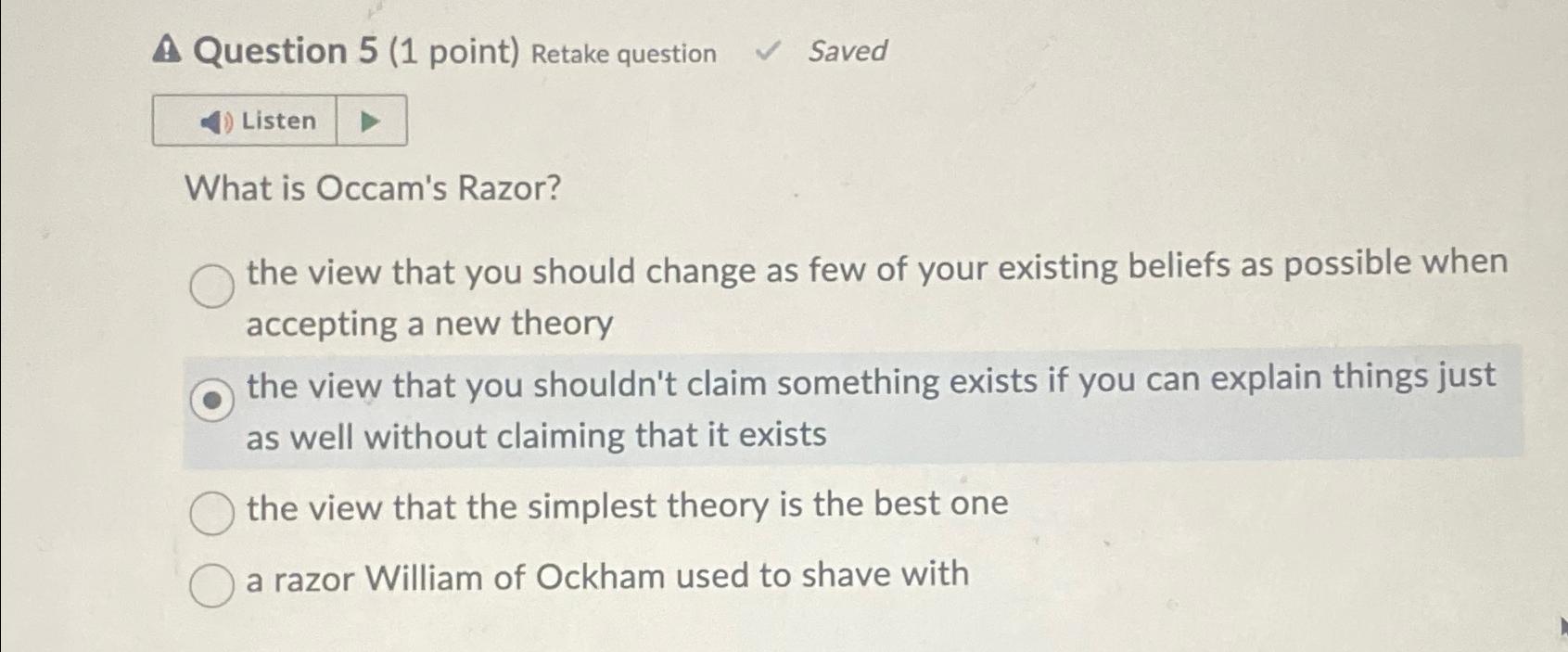 Solved A Question 5 (1 ﻿point) ﻿Retake question | Chegg.com