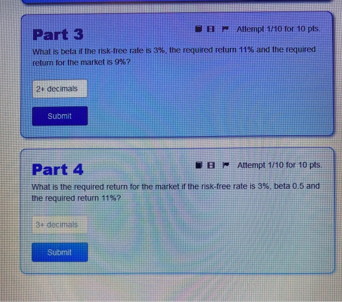 Solved Intro Use the required retum-beta equation from the | Chegg.com